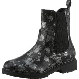 Jana Damen Stiefelette schwarz-geblümt Größe 40