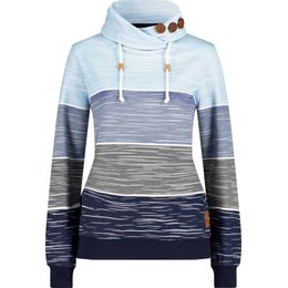 CR&Eacute;ATION L Damen Sweatshirt mit Zierkn&ouml;pfen am Kragen marine-hellblau-bedruckt Gr&ouml;&szlig;e 54