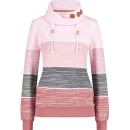 CR&Eacute;ATION L Damen Sweatshirt mit Zierkn&ouml;pfen am Kragen rosenholz-hellros&eacute;-bedruckt Gr&ouml;&szlig;e 44