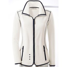 CR&Eacute;ATION L Damen Fleecejacke mit Sternchen-Stickerei ecru Gr&ouml;&szlig;e 44