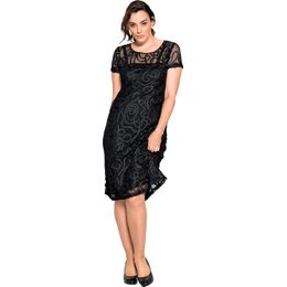 sheego Damen Cocktailkleid mit Zierborten schwarz Größe 42