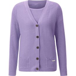 CR&Eacute;ATION L Damen Twin-Set aus reiner Baumwolle lavendel Gr&ouml;&szlig;e 52