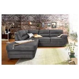 Ecksofa COTTA "Royale L-Form", grau, B:250cm H:88cm T:234cm, Luxus-Kunstleder, frei im Raum stellbar;Luxus-Microfaser (100% Polyester), frei im Raum stellbar;NaturLEDER (echtes Rindsleder) in Sitz und Rücken. Die Rückseiten sind mit Spannstoff bezogen;Kunstleder SOFTLUX, frei im Raum stellbar, Sofas, wahlweise mit Bettfunktion