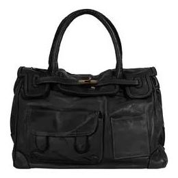 Shopper Samantha Look, Damen, Gr. B/H/T: 41cm x 29cm x 16cm onesize, schwarz, Leder, leicht glänzend, unifarben, Taschen, echt Leder, Made in Italy