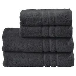 Handtuch Set done. "Daily Uni", schwarz, 4 Stk., Walkfrottier, Obermaterial: 100% Baumwolle, Handtuch-Sets, saugfähiges Walkfrottier, in verschiedenen Set Varianten erhältlich