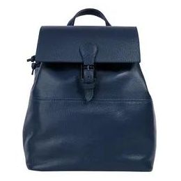 Cityrucksack CLUTY, Damen, Gr. B/H/T: 26cm x 31cm x 14cm, onesize, blau, Leder, Rindsleder, Rucks&auml;cke Cityrucksack, echt Leder, Made in Italy