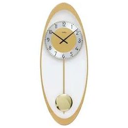 Pendelwanduhr AMS "W7417", gold (goldfarben), Wanduhren, B/H/L: 19cm x 3cm x 50cm, Quarzuhr,Glasgeh&auml;use,Esszimmer,Wohnzimmer,Made in Germany