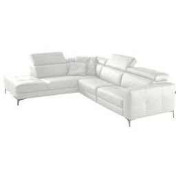 Ecksofa Egoitaliano "Matt, hoher Sitzkomfort und aufwendige Detailverarbeitung, L-Form", weiß, B:285cm H:100cm T:221cm, Leder »BULL« (echtes Rindsleder). Geschliffenes, pigmentiertes und behandeltes Rindsleder mit einer Dicke von 1, 3-1, 5 mm. Dieses Leder zeigt eine ziemlich weiche Hand mit einem halb undurchsichtigen Aussehen. Es handelt sich um ein geschütztes Leder. Eine leichte Deckschicht sc