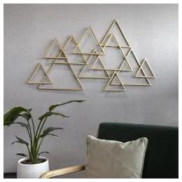 Wandbild Art for the home "Modern Geo", gold (farbe bild(er): gold), B:111cm H:64cm T:3cm &Oslash;:3cm, Metall, Bilder, ration Metal Kunst Luxus Modern Dreiecke 1.11m x 64 cm