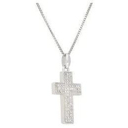 Kette mit Anh&auml;nger Firetti "Schmuck Geschenk Silber 925 Halsschmuck Halskette Venezianer Kreuz", bunt (silberfarben, wei&szlig;), Halsketten, Damen, Silber 925 (Sterlingsilber), L: 45 B: 0,9mm, mit Zirkonia (synth.), B:0,9mm