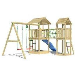 Spielturm Jungle Gym "Nova", blau, Spielt&uuml;rme, KinderB:524cm H:280cm T:350cm, Holzwerkstoff, Spielanlage mit 2 T&uuml;rmen, Schaukel und Rutsche mit Wasseranschluss, B:524cm H:280cm T:350cm