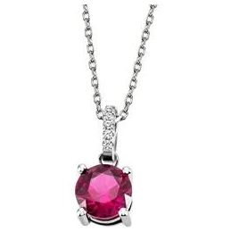 Kette mit Anh&auml;nger Firetti "Schmuck Geschenk Silber 925 Halsschmuck Halskette Ankerkette", pink (silberfarben, kristallwei&szlig;, duneklrot), Halsketten, Damen, Silber 925 (Sterlingsilber), L: 45 B: 1,2mm, mit Zirkonia (synth.), B:1,2mm