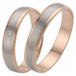 Trauring Firetti "Schmuck Geschenk Gold 375 Hochzeit Ehering "LIEBE" Gr. 18, rosa (ros&eacute;goldfarben, wei&szlig;goldfarben), Fingerringe, Damen, 18, 0,01 SI = kleine Einschl&uuml;sse mit Brillant, Ros&eacute;gold 375, 4mm, Trauring, Made in Germany, wahlweise mit oder ohne Brillant