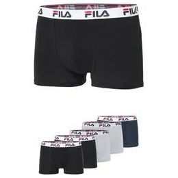 Boxer Fila "MAN BOXER SHORTS", Herren, Gr. XXL, blau (grau, navy, schwarz), Obermaterial: 95% Baumwolle, 5% Elasthan, k&ouml;rpernah, Unterhosen, mit Logobund