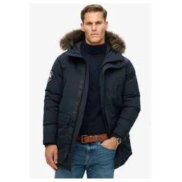 Parka Superdry "EVEREST FAUX FUR PARKA JACKET", Herren, Gr. XL, blau (eclipse navy), Web, Obermaterial: 100% Polyester, unifarben, loose fit, Jacken