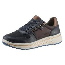 Sneaker Ara "SAPPORO", Damen, Gr. 7,5 (41), bunt (dunkelblau, braun), Glattleder, Veloursleder, Schuhe, Freizeitschuh, Halbschuh, Schnürschuh in Komfortweite H = sehr weit