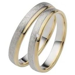 Trauring Firetti "Schmuck Geschenk Gold 750 Hochzeit Ehering "LIEBE" Gr. 58, gold (gelbgoldfarben, wei&szlig;goldfarben), Fingerringe, Damen, 58, 0,01 SI = kleine Einschl&uuml;sse mit Brillant, Gelbgold 375 Wei&szlig;gold 375, 3,5mm, Gelbgold 375, Wei&szlig;gold 375, Trauring, Made in Germany, wahlweise mit oder ohne Brillant
