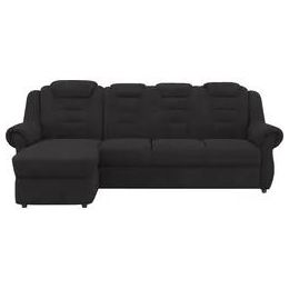 Ecksofa Home Affaire "Boston L-Form", schwarz, B:262cm H:102cm T:165cm, 100% Polyester, Sofas, mit hoher Rückenlehne, wahlweise mit Bettfunktion