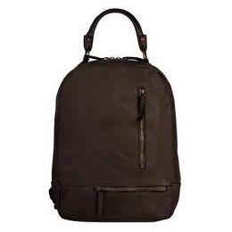 Cityrucksack Samantha Look, Damen, Gr. B/H/T: 27cm x 36cm x 13cm, onesize, braun, Leder, Rindsleder, Retro, Rucks&auml;cke Cityrucksack, echt Leder, Made in Italy