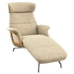 Loungesessel FLEXLUX "Clement Chaislongue, Relaxstuhl, Liegesessel", weiß (ivory), B:81cm H:102cm T:152cm, 86% Polyester, 12% Polyamide, Sessel, Rücken- & Kopfteilverstellung, Armlehne, Eiche geölt, Fuß Alu