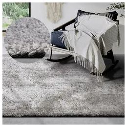Hochflor-Teppich Hanse Home "Olaf", grau (hellgrau), B:120cm H:38mm L:170cm, Polyester, Teppiche, Langflor, Shaggy, einfarbig, flauschig, weich, gl&auml;nzend, modern, uni