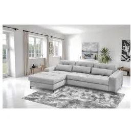 Ecksofa exxpo - SOFA FASHION "Bonito, mit Rücken- und Sitztiefenverstellung, inkl. Bett & Bettkasten", grau (warm grau), B:260cm H:85cm T:176cm, Sofas, Sitztiefenverstellung,Höhenverstellung
