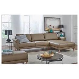 Ecksofa "CR.450, Designecksofa, Polsterecke, L-Form, 282/178 cm (B/T)", beige (beigegrau 534, 26), B:282cm H:85cm T:178cm, NaturLEDER OSKAR (echtes Rindsleder), CREATION BY ROLF BENZ, Sofas, abgerundete Armlehne Schnecke, modern Landhaus, Leder oder Chenille