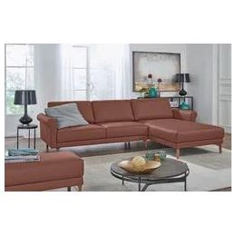 Ecksofa "CR.450, Designecksofa, Polsterecke, L-Form, 282/178 cm (B/T)", braun (signalbraun 534, 44), B:282cm H:85cm T:178cm, NaturLEDER OSKAR (echtes Rindsleder), CREATION BY ROLF BENZ, Sofas, abgerundete Armlehne Schnecke, modern Landhaus, Leder oder Chenille