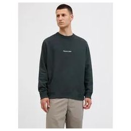 Jack & Jones Sweatshirt JACK & JONES "JORNORREBRO EMB SWEAT CREW NOOS", Herren, Gr. M, schwarz (forest river), angeraute Sweatware, Obermaterial: 89% Baumwolle, 11% Polyester, unifarben, relaxed fit normal, Rundhals, Rippb&uuml;ndchen, Sweatshirts Sweatshirt, mit Logo Print