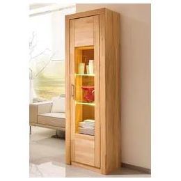 Vitrine VOGL M&Ouml;BELFABRIK "Toronto", beige (kernbuche teilmassiv), B:52cm H:191cm T:42cm, Schr&auml;nke, Vitrine