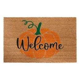 Fußmatte Hanse Home "Mix Mats Kokos Welcome Pumpkin, Türmatte", braun, B:75cm H:15mm L:45cm, Kokos, Teppiche, Kokos, Schmutzfangmatte, Outdoor, Rutschfest, Innen, Kokosmatte, Flur