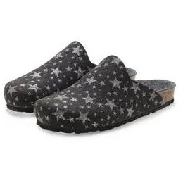 Hausschuh Vivance "Pantolette, Clog, Pantoffel", Damen, Gr. 42, schwarz, Obermaterial: 100% Textilmaterial. Decksohle: 100% Textilmaterial. Futter: 100% Textilmaterial. Laufsohle: 100% Synthetik, aufgeraut, Schuhe, aus Filz mit wärmenden Korkfußbett & Sternenprint