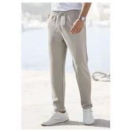Jogger Pants John Devin "Jogg Pants", Herren, Gr. S (44/46), N-Gr, beige (beige meliert), Stoff, Obermaterial: 83% Polyester, 13% Viskose, 4% Elasthan, meliert, unifarben, bequem lang, Hosen, Umschlag am Beinabschluss, aus elastischer Piqué-Qualität