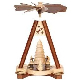 Weihnachtspyramide Saico ORIGINAL "Premium Tischpyramide, Kurrende", natur, B:18cm H:24cm T:18cm, Holz teilmassiv, Sperrholz, Weihnachtspyramiden, zweifarbig für 4 Pyramidenkerzen, HxØ: 24x18 cm