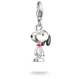 Charm-Einh&auml;nger Thomas Sabo "Thomas Sabo x Peanuts Snoopy Charm - Original", silberfarben, schwarz, rot, Charms, Damen, Silber 925 (recycelt)