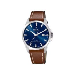 Festina Quarz Herrenuhr 41 mm braunes Lederarmband | Gr.: onesize