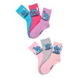 Stitch Mädchen Socken 6er Pack – Bunte Baumwollsocken in Mehrfarbig | Gr.: 23-26