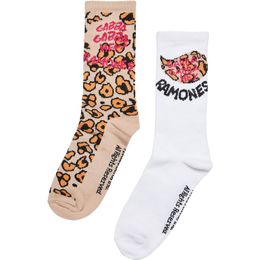 Merchcode Socken 'Ramones' Herren Größe 39/42 hellbeige / apricot / schwarz / weiß