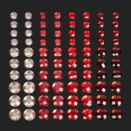 Zubeh&ouml;r 80 x Strasssteine Set - Rot Schmucksteine selbstklebend