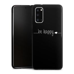 Galaxy S20 Handy Silikon Hülle Case schwarz Handyhülle Happiness Statement Sayings