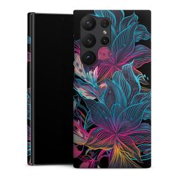 DeinDesign Galaxy S23 Ultra Handy Premium Case Smartphone Handyh&uuml;lle Schutzh&uuml;lle matt Colourful Flowers Neon Premium Case