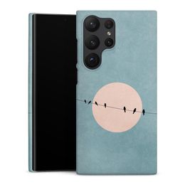 DeinDesign Galaxy S23 Ultra Handy Premium Case Smartphone Handyh&uuml;lle Schutzh&uuml;lle matt Bird Turquoise Moon Premium Case
