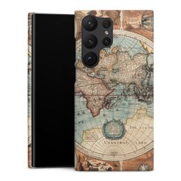 DeinDesign Galaxy S23 Ultra Handy Premium Case Smartphone Handyh&uuml;lle Schutzh&uuml;lle matt Vintage Map World Map Premium Case