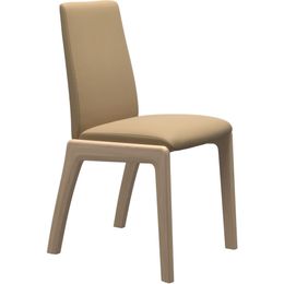 Polsterstuhl stressless "Laurel", beige (sand paloma, eiche natur), B:57cm H:92cm T:59cm, Leder PALOMA: PALOMA ist ein durchgefärbtes Semianilin-Möbelleder mit natürlicher Narbung., Stühle, Low Back, Größe M, mit abgerundeten Beinen in Eiche natur