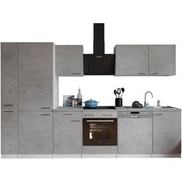 K&uuml;chenzeile respekta, B:310cm H:200cm T:60cmk&uuml;che: grau, front: beton, optik, korpus: wei&szlig;, arbeitsplatte: beton, optik, Komplettk&uuml;chen-Sets,