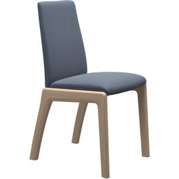 Polsterstuhl stressless "Laurel", blau (sparrow blau paloma, eiche natur), B:57cm H:92cm T:59cm, Leder PALOMA: PALOMA ist ein durchgefärbtes Semianilin-Möbelleder mit natürlicher Narbung., Stühle, Low Back, Größe M, mit abgerundeten Beinen in Eiche natur