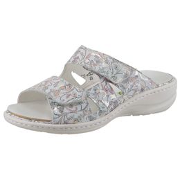 Waldl&auml;ufer WALDL&Auml;UFER Damen Pantolette "HERIA", Gr. 4,5sanftes wei&szlig; multi, Nubukleder, gebl&uuml;mt, Schuhe, Sommerschuh, Komfortschuh, Hausschuh in Weite H, mit
