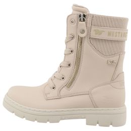 Winterstiefel Mustang Shoes "Monica", Mädchen, Gr. 31, beige, Lederimitat, Textil, Basic, Schuhe, Stiefel, Boots mit Reißverschluss