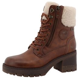 Winterstiefelette Mustang Shoes "Caro", Damen, Gr. 37, braun, Lederimitat, Textil, used, Schuhe, Winterboots mit Blockabsatz