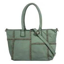 Shopper Samantha Look, Damen, Gr. B/H/T: 48cm x 28cm x 15cm onesize, grün (mint), Leder, leicht glänzend, unifarben, Taschen, echt Leder, Made in Italy